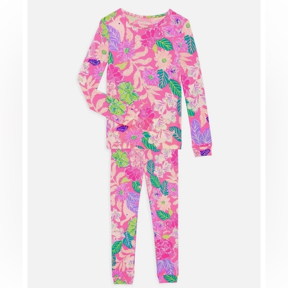 Lilly Pulitzer | Pajamas | Lilly Pulitzer Girls Sammy Pajama Set Long Sleeve Pants Pink Isle ...